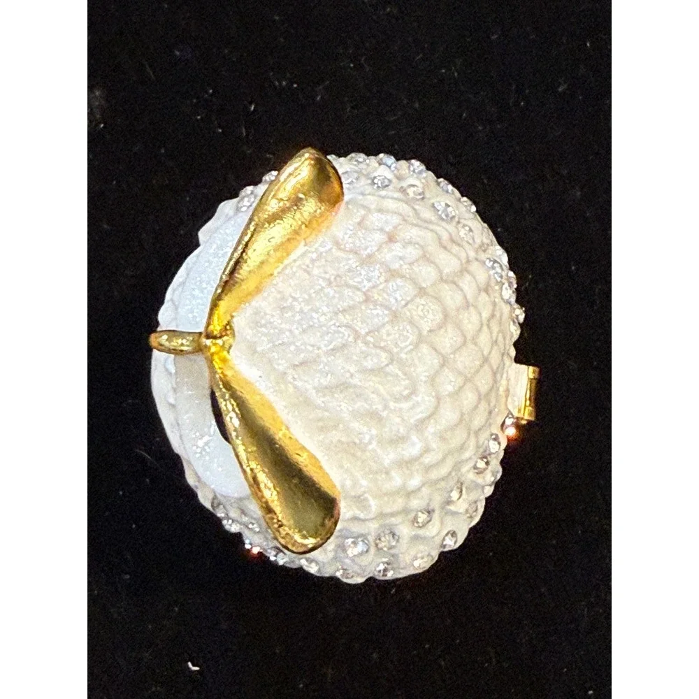 Accents | White Enameled Owl Trinket Box Gold Tone Rhinestone Hinged ...